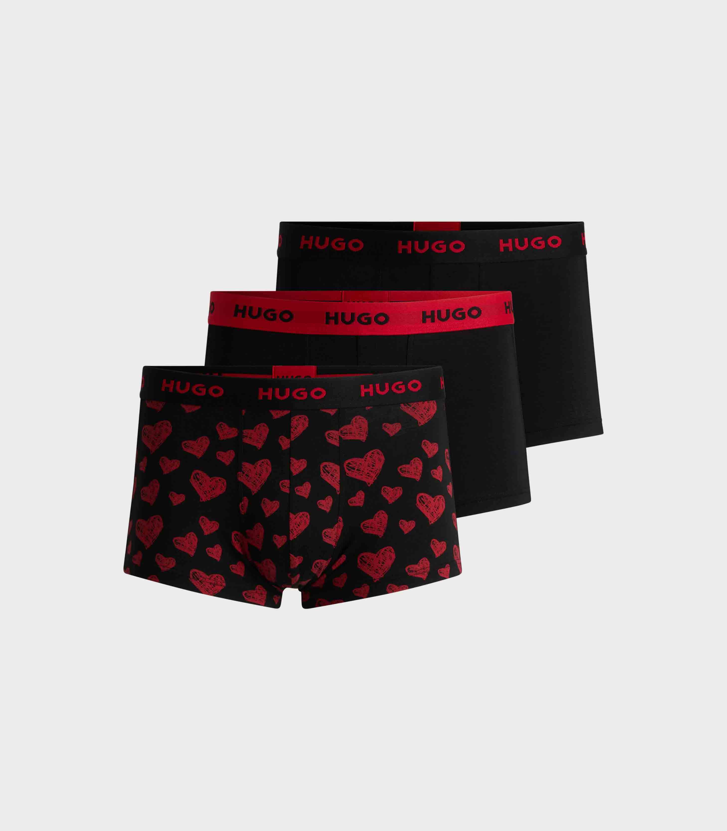 HUGO - Men's Pack Of 3 Stretch-Cotton Trunks With Logo Waistbands ...