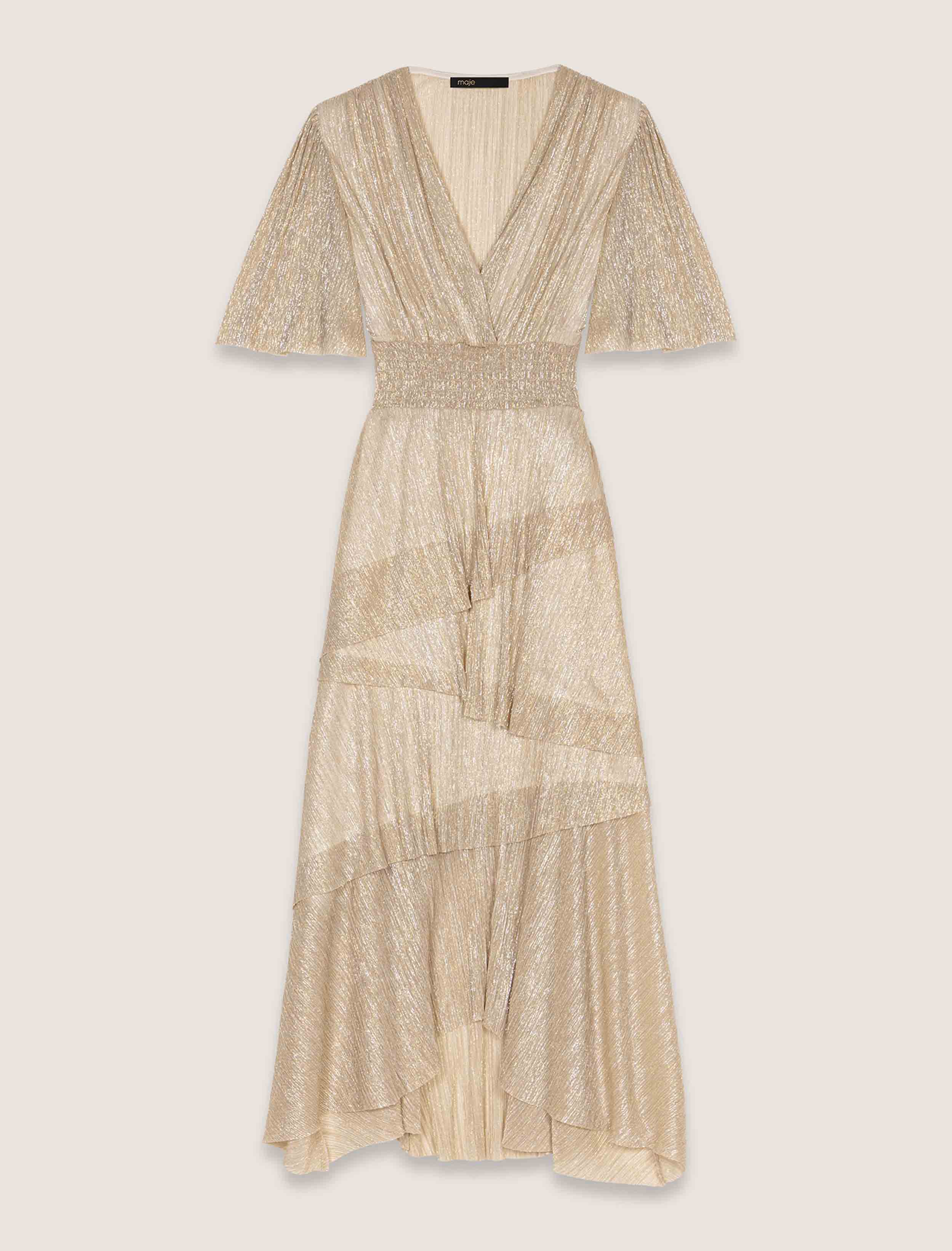 Maje - Women's Metallic Ruffled Midi Dress – dstore Egypt